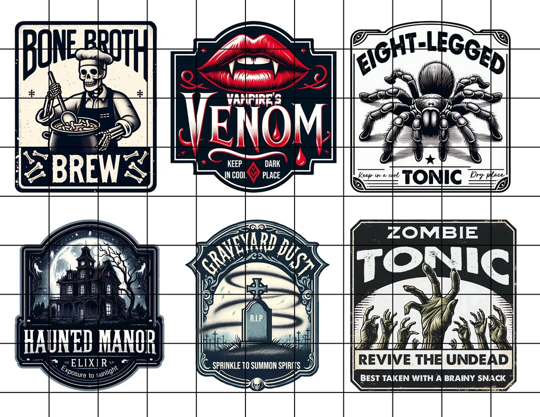 Creepy Halloween Labels 2 Full Color Transparency Resin Inclusion, No ...