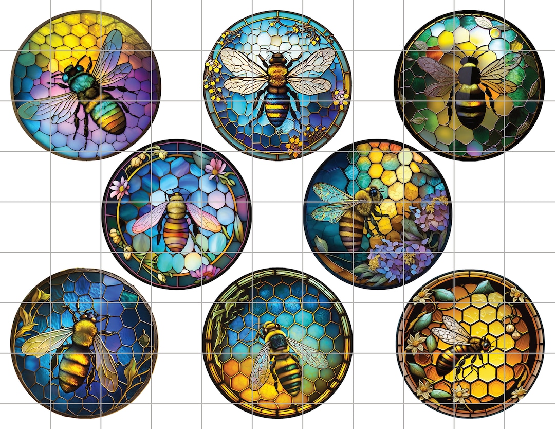Stained Glass Bees 1 Full Color Transparency Resin Inclusion, No ...