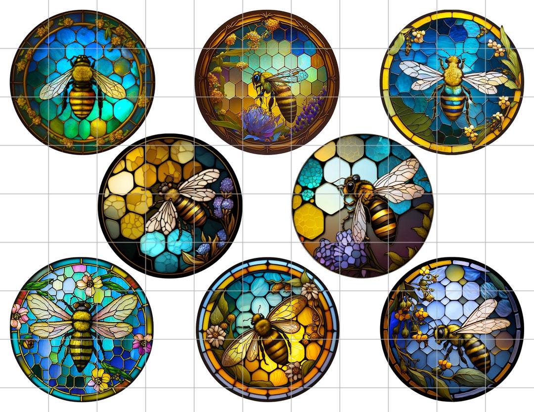 Stained Glass Bees 2 Full Color Transparency Resin Inclusion, No ...