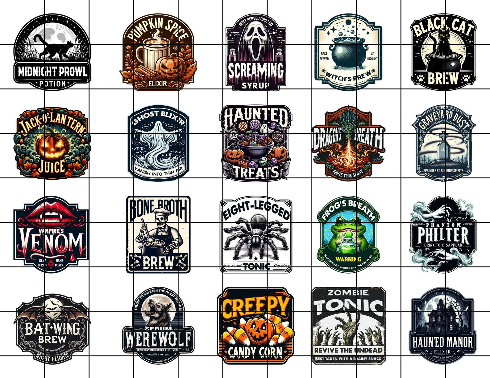 Mini Creepy Halloween Labels Full Color Transparency Resin Inclusion ...
