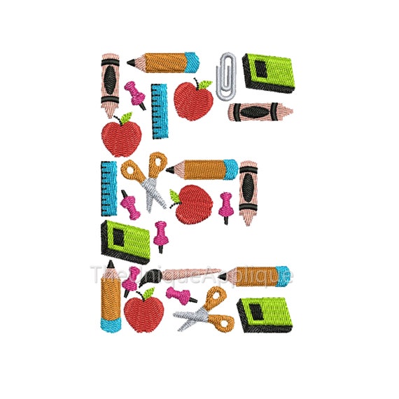 Alphabet Letter E Machine Embroidery Design 6 Sizes Back to - Etsy