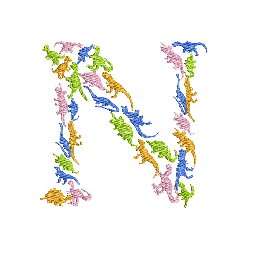Dinosaur Alphabet Letter N Machine Embroidery Design Font N - Etsy
