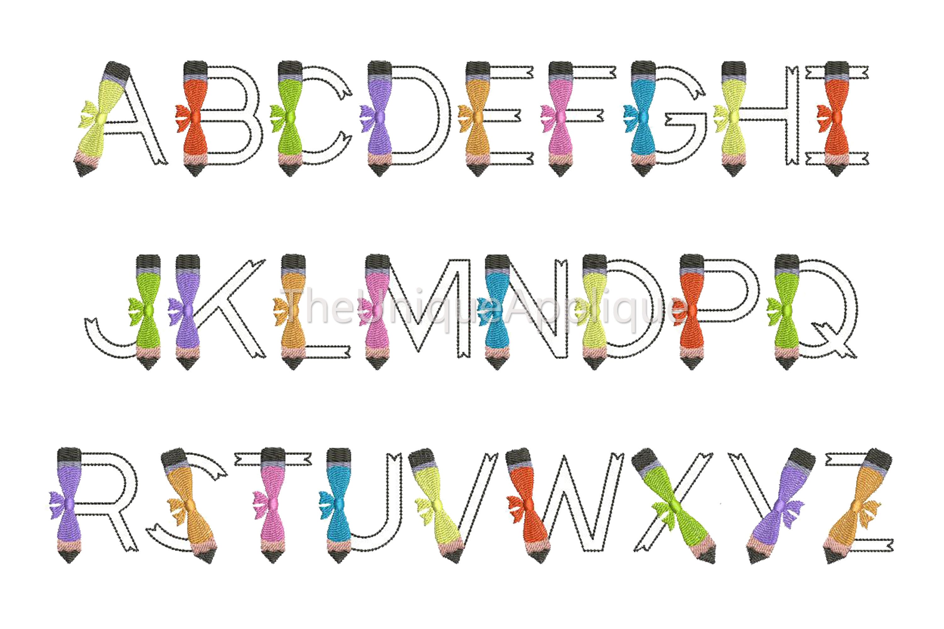 Back to School Alphabet Machine Embroidery Design Back to - Etsy