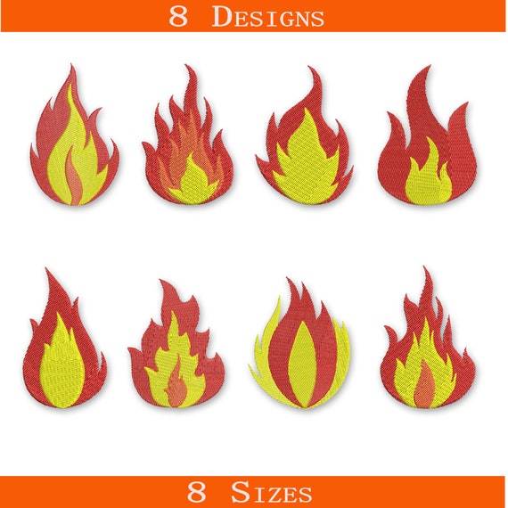 Flame Embroidery Designs Set of 8 Mini Fire Flame Machine - Etsy