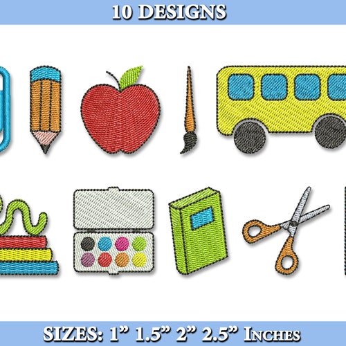 Mini School Machine Embroidery Designs Mini Back to School - Etsy