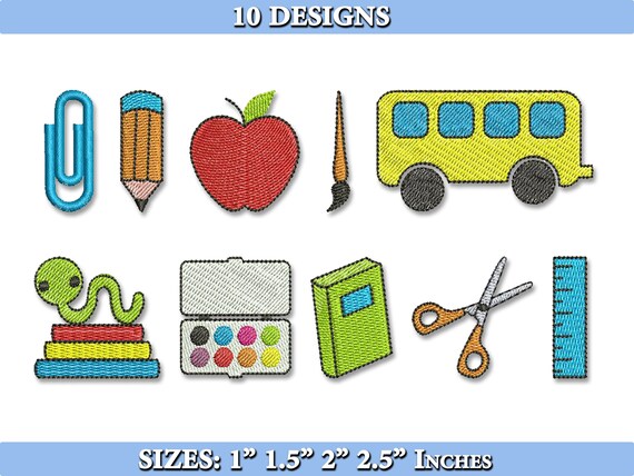 Mini School Machine Embroidery Designs Mini Back to School - Etsy