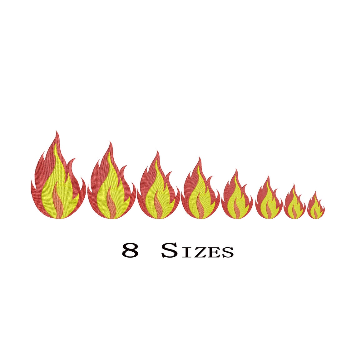 Flame Embroidery Designs Set of 8 Mini Fire Flame Machine - Etsy