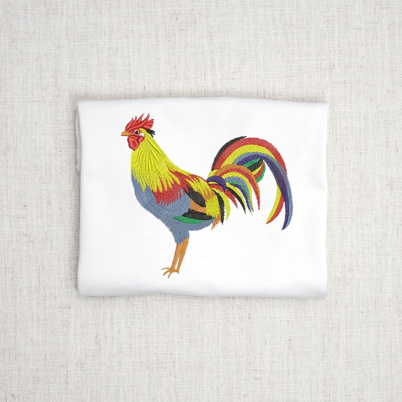 Rooster Embroidery Design Colorful Rooster Machine - Etsy