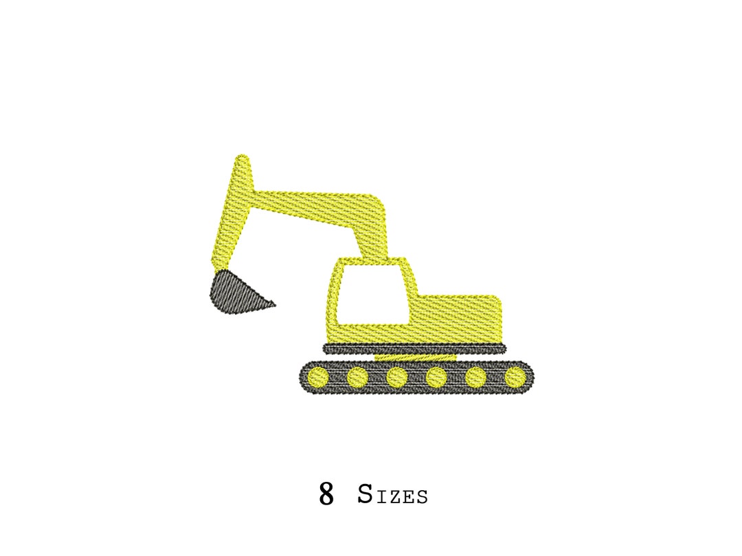 Mini Excavator Embroidery Design - Construction Machine Embroidery ...