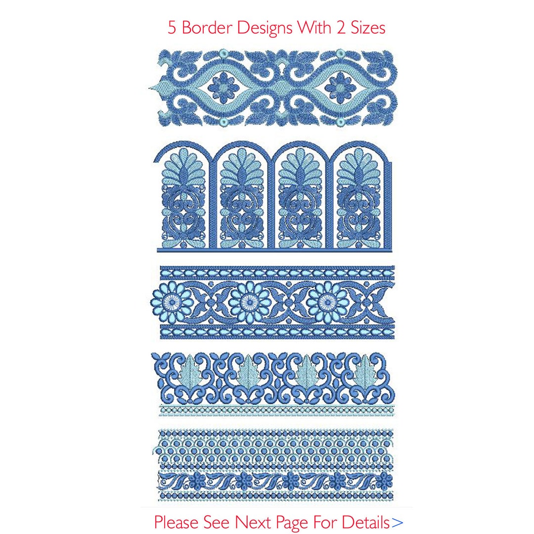 Set of 5 Borders Machine Embroidery Designs - Line Embroidery Design ...