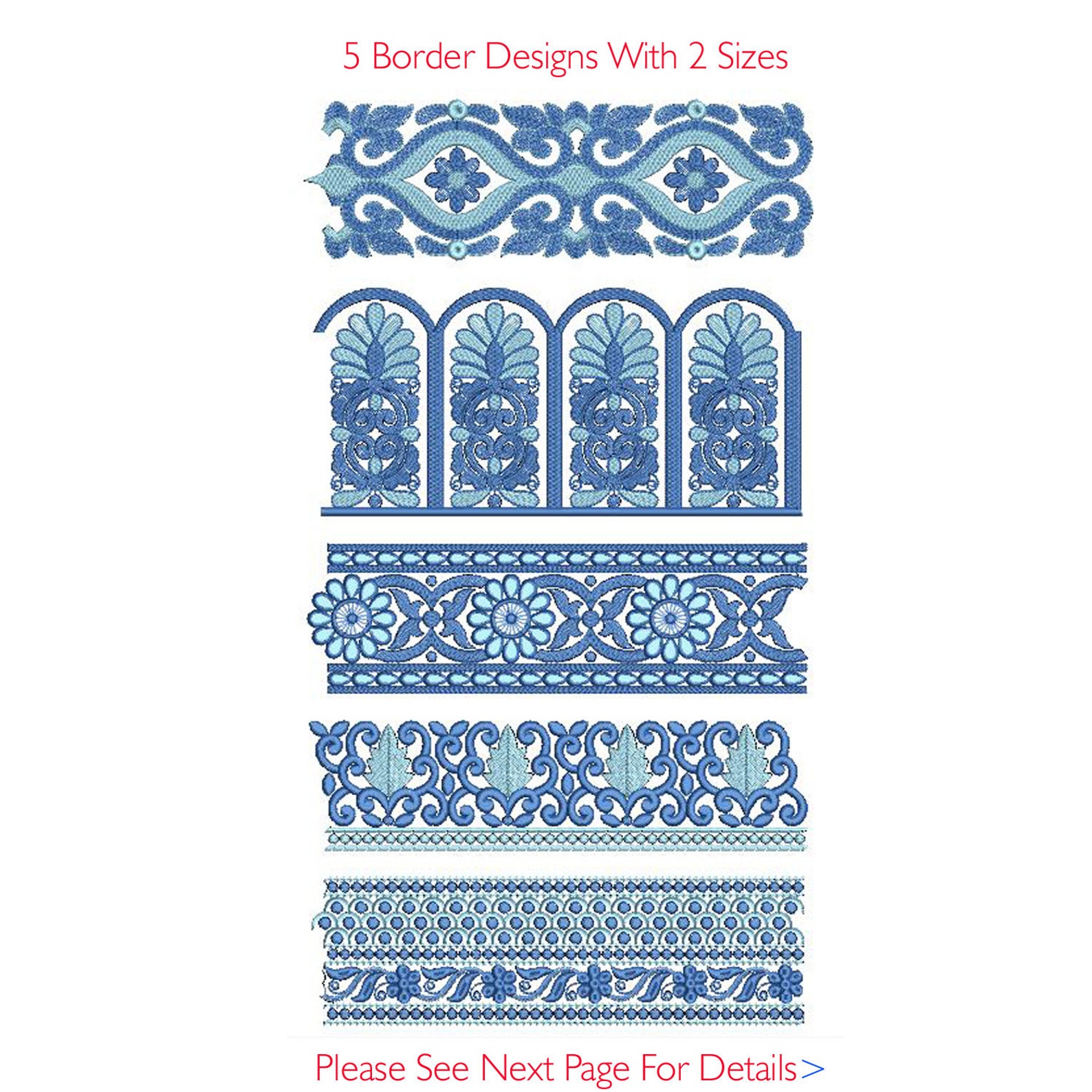 Set of 5 Borders Machine Embroidery Designs Line Embroidery | Etsy