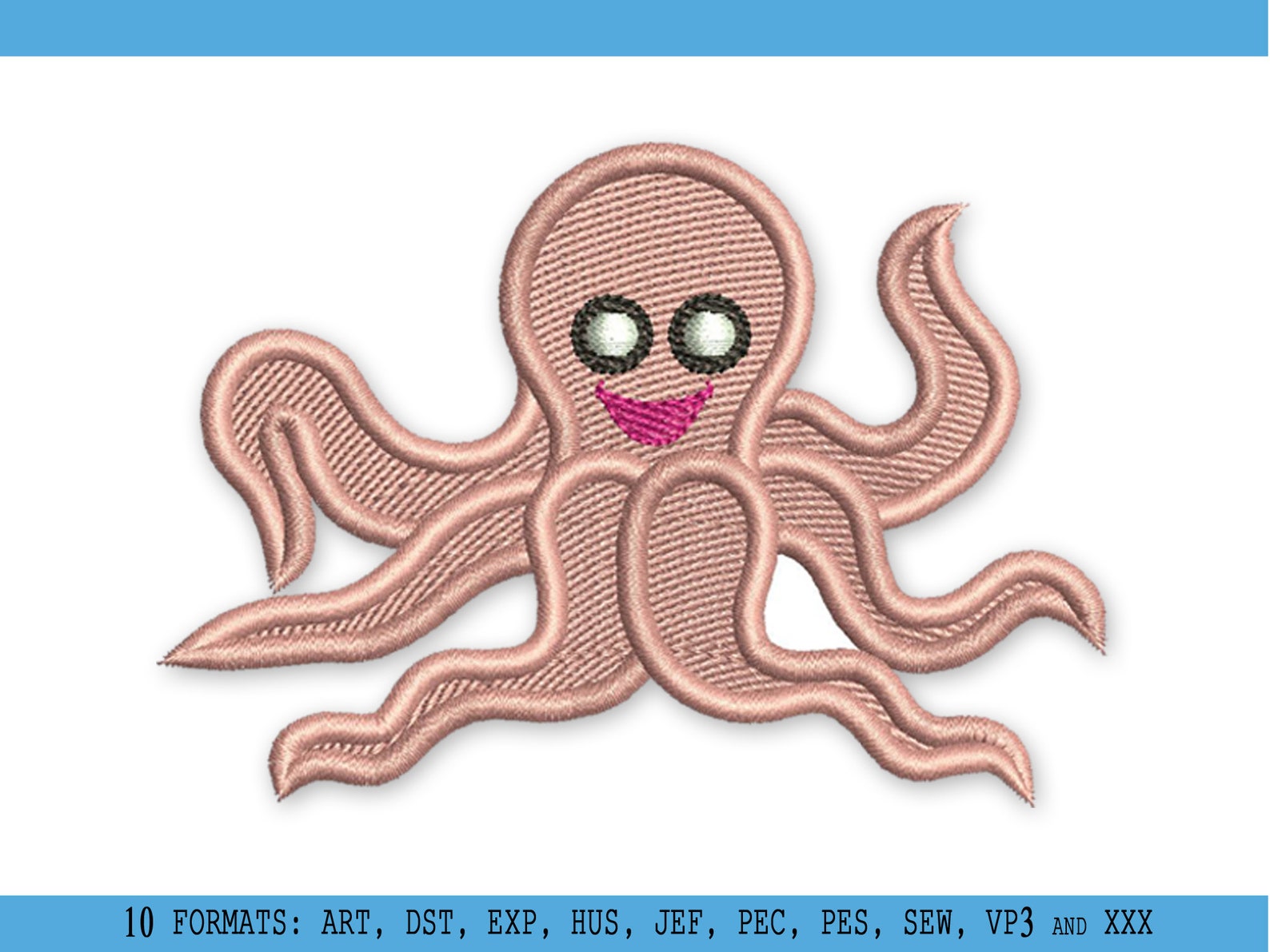Octopus Machine Embroidery Design, Sea Animal Embroidery Design File ...