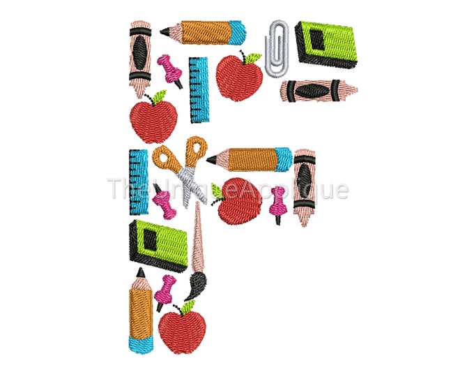 Alphabet Letter F Machine Embroidery Design 6 Sizes, Back to School ...