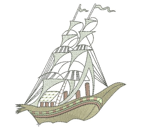 SAIL BOAT Embroidery Design Ship Machine Embroidery Design - Etsy