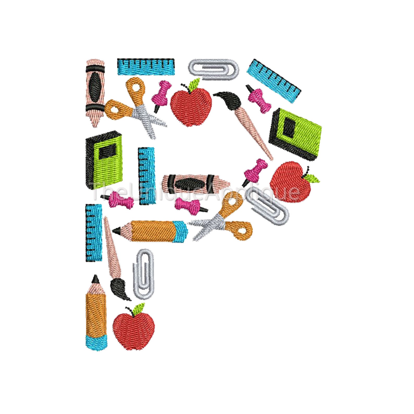 Back to School Tools Alphabet Letter P Embroidery Design 6 | Etsy