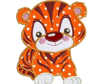Applique Tiger Machine Embroidery Design Zoo Baby Cub Jungle Safari Boy ...