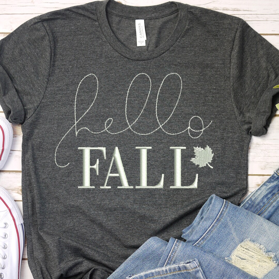 Hello Fall Machine Embroidery Design - Fall Saying Embroidery Designs ...