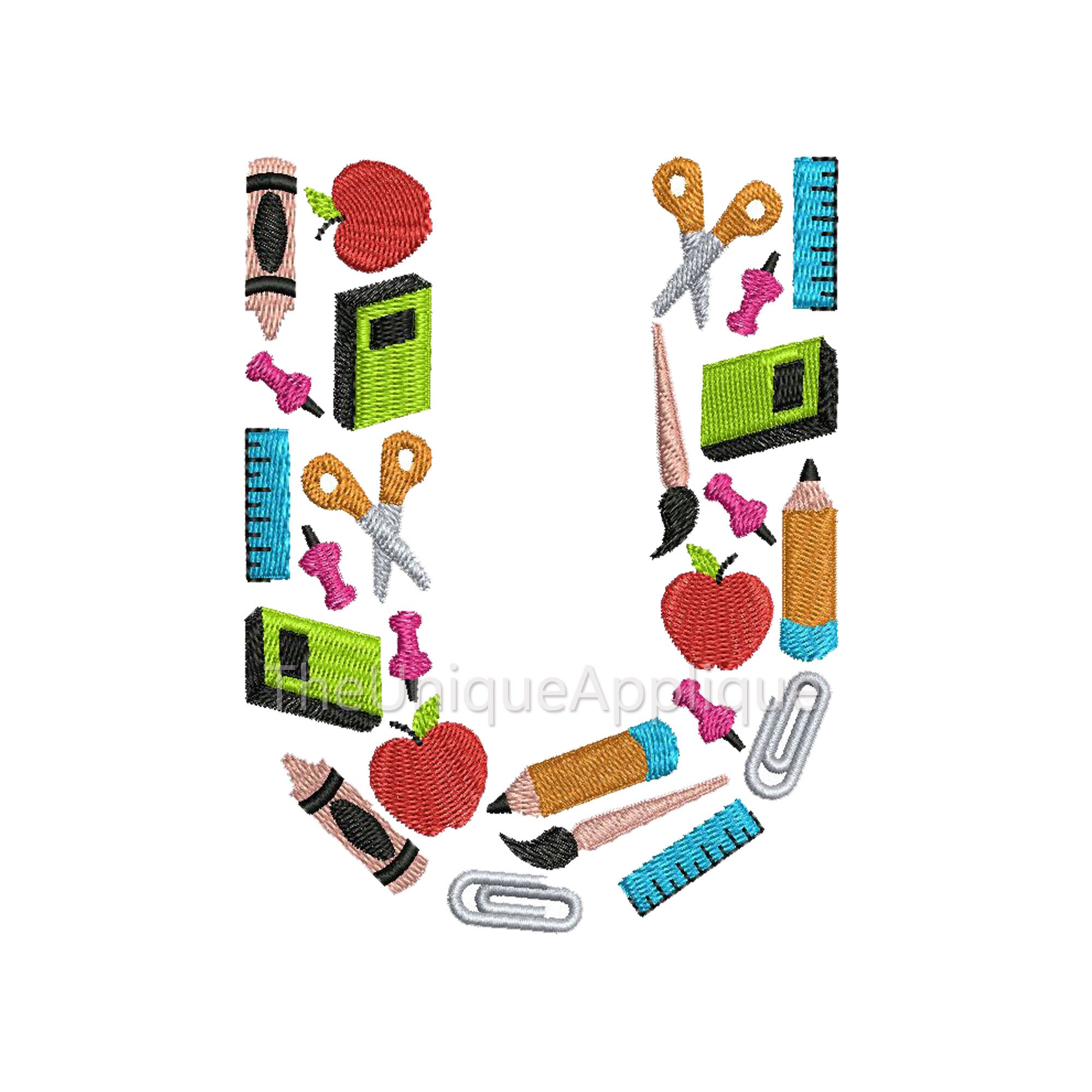 Back to School Tools Alphabet Letter U Embroidery Design 6 - Etsy UK