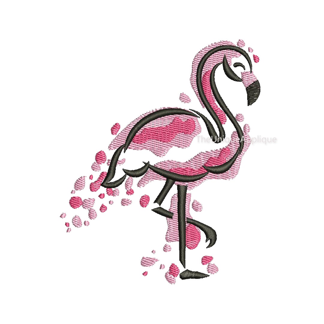 Flamingo Embroidery Design, Watercolor Paint Style Flamingo Machine ...