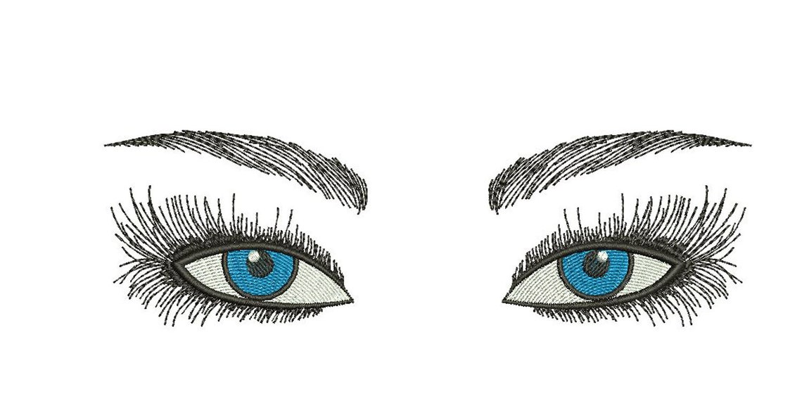 Woman Eyes Embroidery Design Glamorous Make up Eyes - Etsy