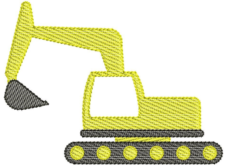 Mini Excavator Embroidery Design Construction Machine | Etsy