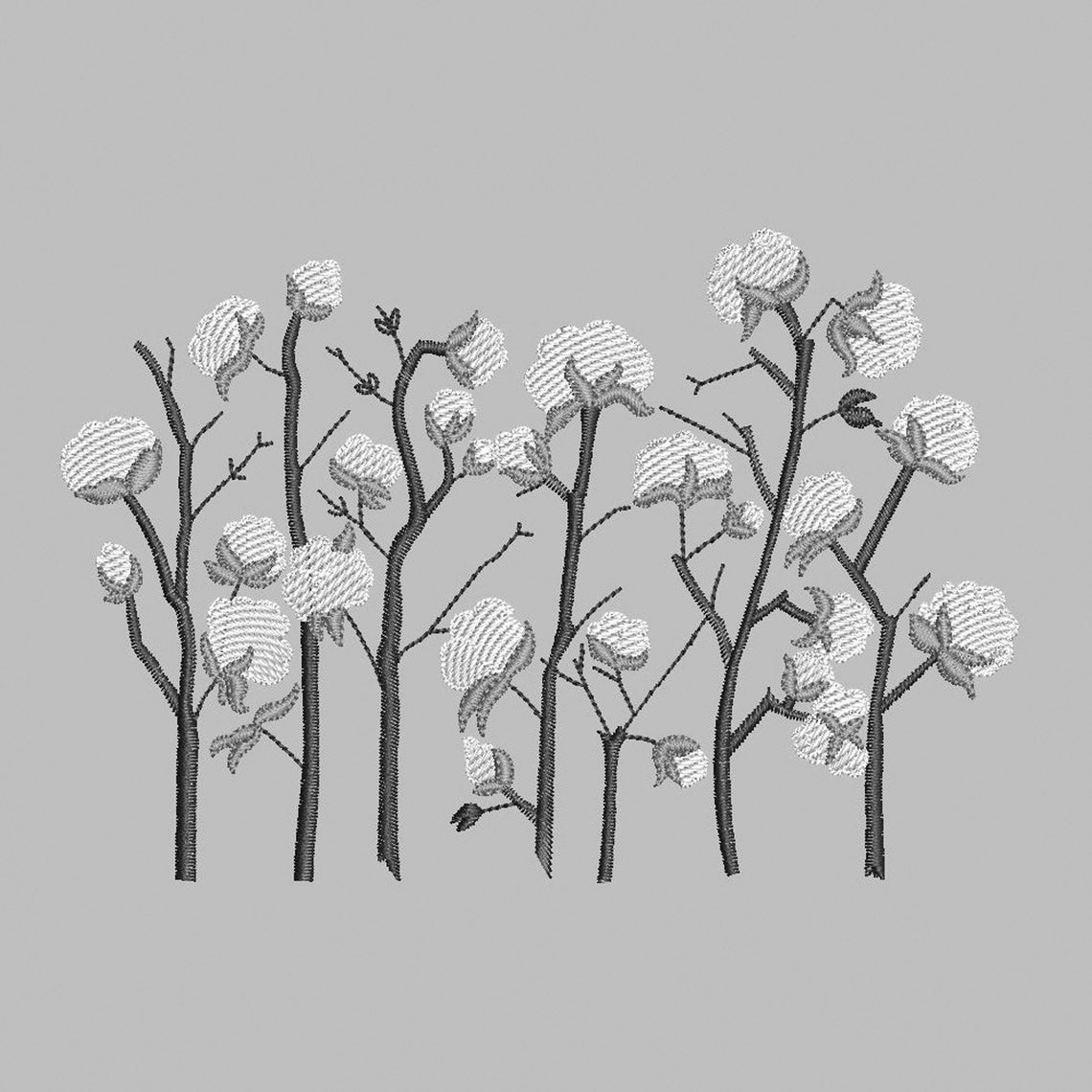 Cotton Branches Embroidery Design Cotton Flowers Floral Quick | Etsy