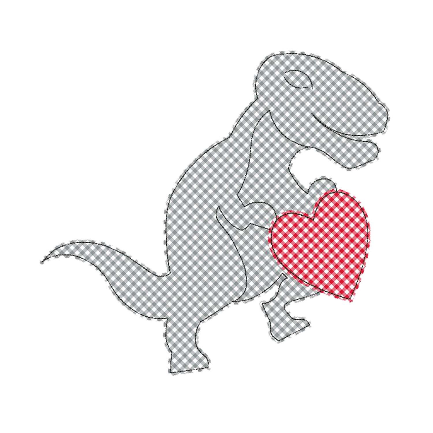 Valentine's Day Dinosaur Holding Heart Applique Embroidery | Etsy