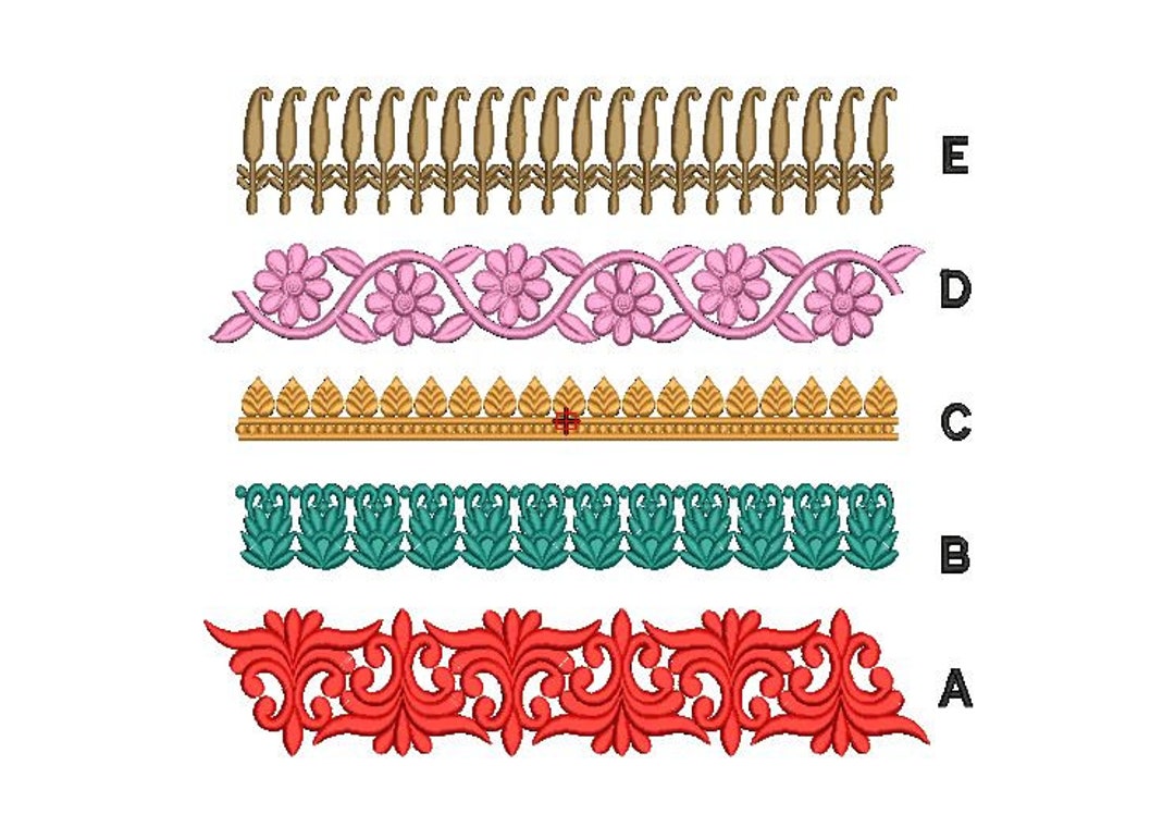 Set of 5 Border Machine Embroidery Designs, Laces Embroidery Design ...