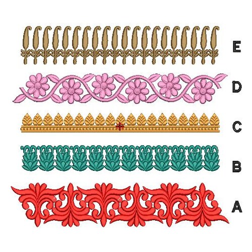 Set OF 5 Borders Machine Embroidery Designs Line Embroidery - Etsy