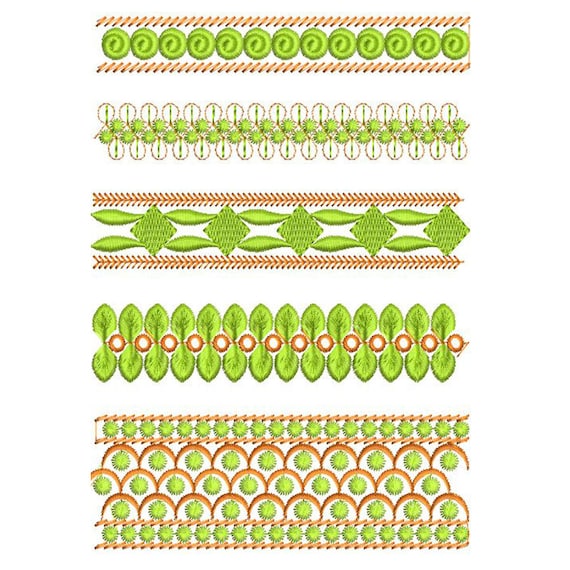 Set OF 5 Borders Machine Embroidery Designs Line Embroidery - Etsy