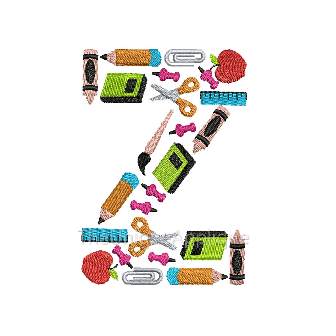 Back to School Tools Alphabet Letter Z Embroidery Design 6 - Etsy UK