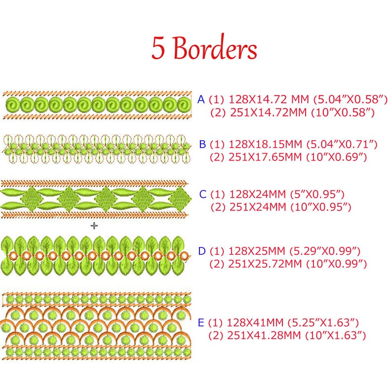Set OF 5 Borders Machine Embroidery Designs Line Embroidery - Etsy