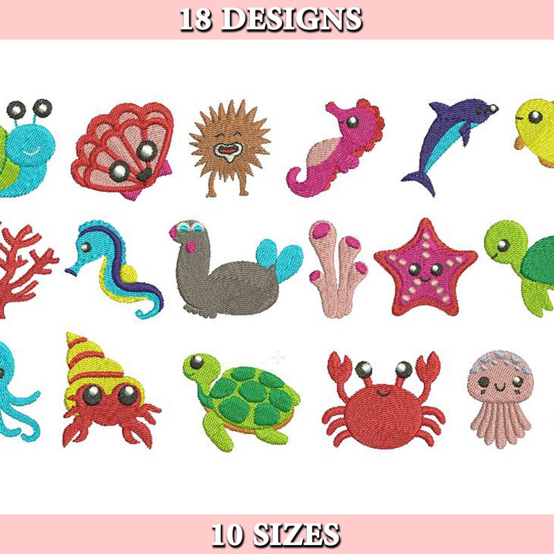 Sea Life Embroidery - Etsy