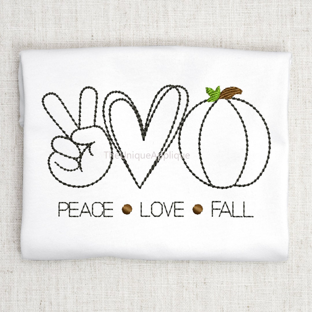 Peace Love Fall Embroidery Design Autumn Machine Embroidery - Etsy