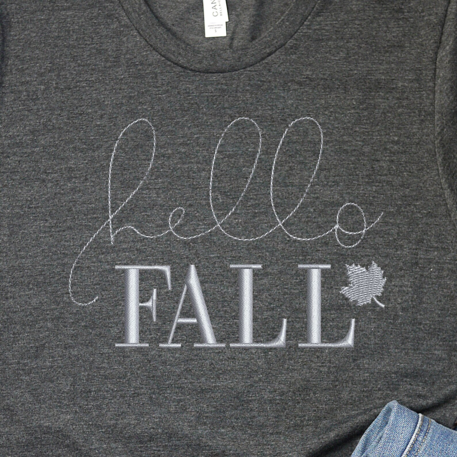 Hello Fall Machine Embroidery Design Fall Saying Embroidery - Etsy