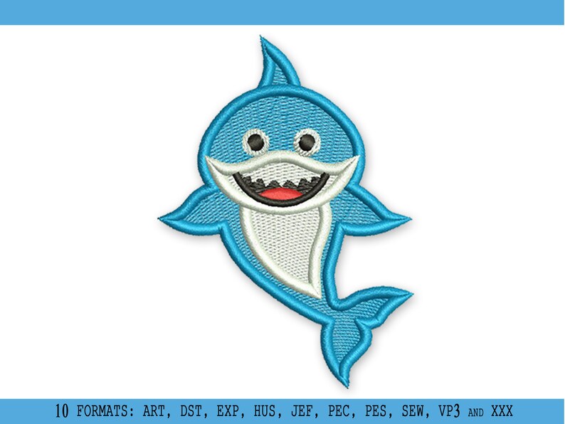 Baby Shark Machine Embroidery Design Shark Fill Stitch - Etsy