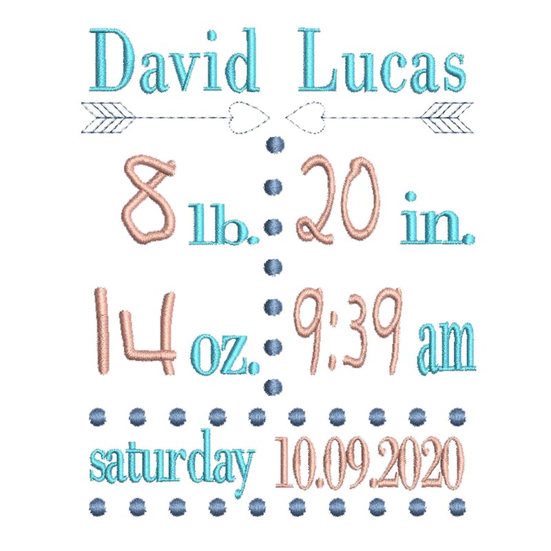 Birth Announcement Embroidery Design - Etsy