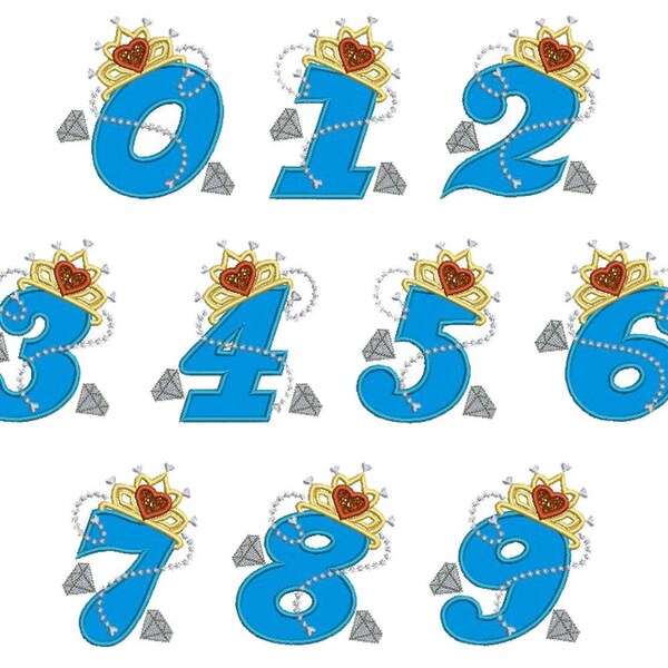 Princess Number Embroidery Design - Etsy