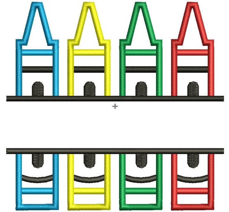 Crayon Split Applique Embroidery Design Back to School - Etsy