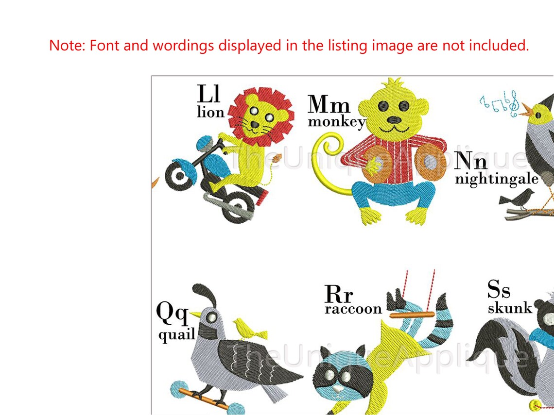 Animal Alphabet Machine Embroidery Designs Set of 26 Nursery | Etsy