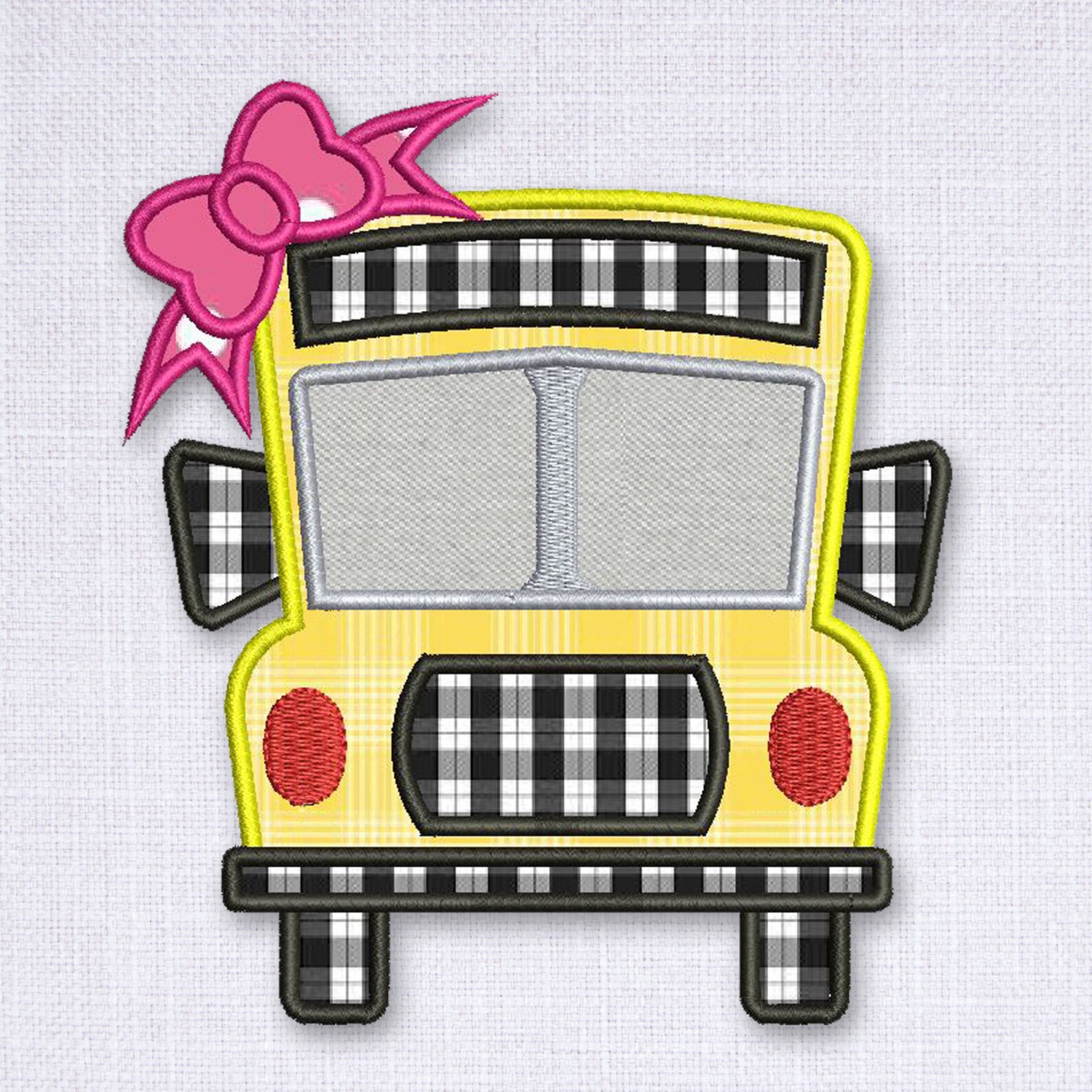School Bus With Bow Applique Embroidery Design Back to School - Etsy