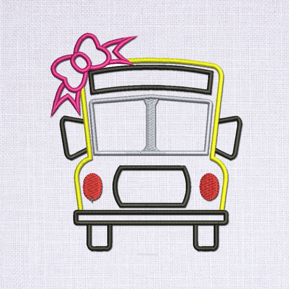 School Bus With Bow Applique Embroidery Design Back to School - Etsy