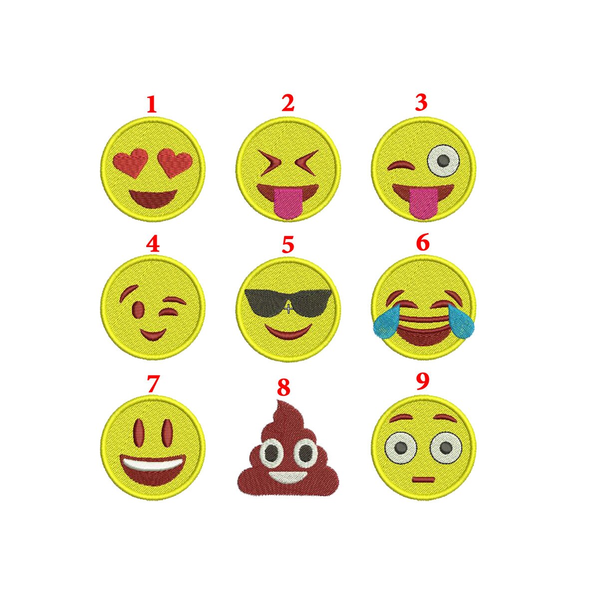 Emoji Embroidery Design Set of 9-whatsapp Emoji Machine - Etsy