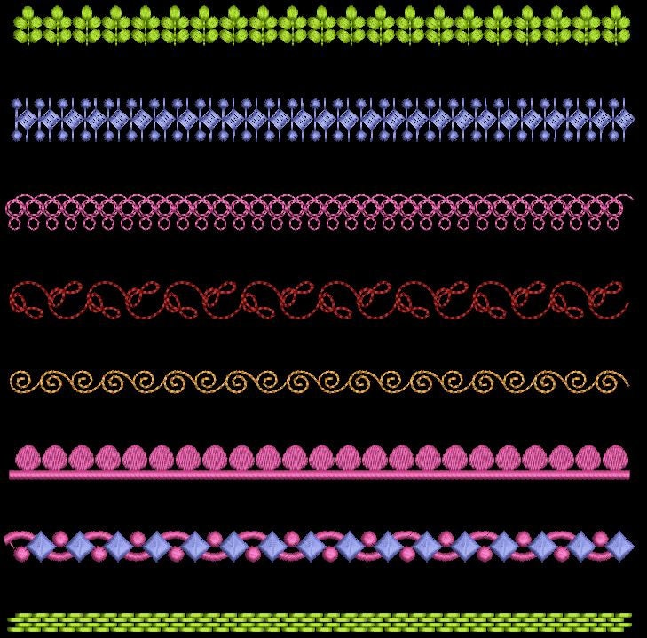 Set of 8 Border Embroidery Designs Line Machine Embroidery | Etsy