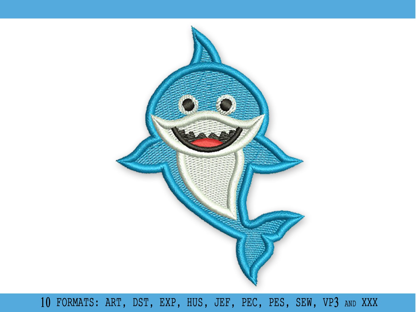 Baby Shark Machine Embroidery Design Shark Fill Stitch - Etsy