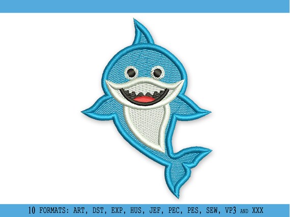 Baby Shark Machine Embroidery Design Shark Fill Stitch - Etsy