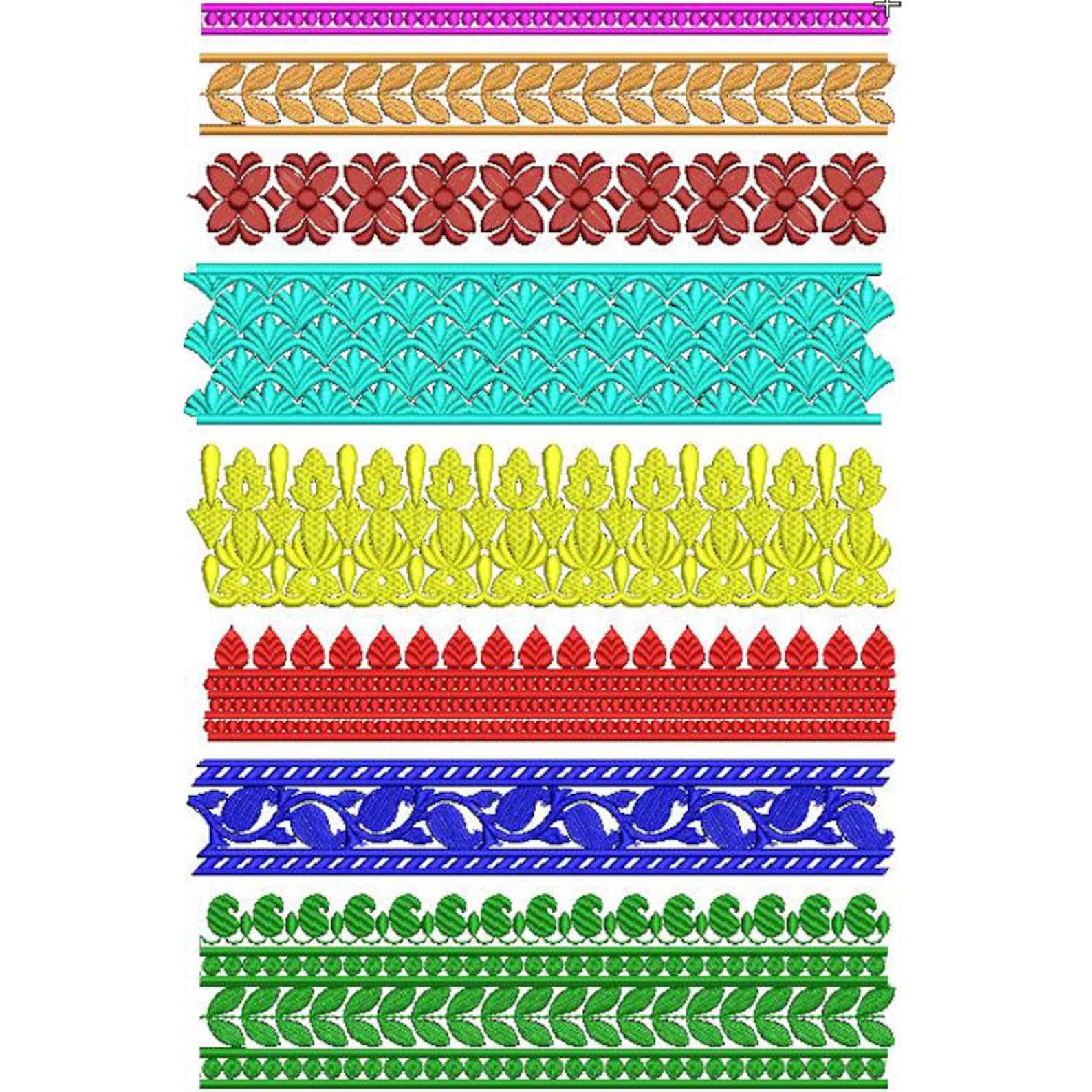 Set of 8 Borders Machine Embroidery Designs Vintage Style | Etsy