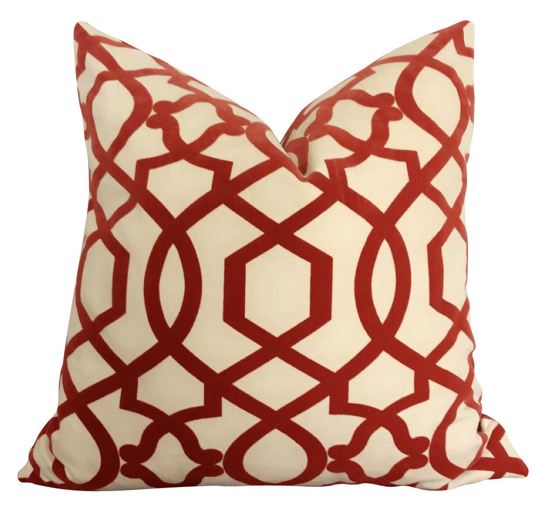 Sample Sale custom Designer Iman Sultana Lattice Velvet Red and Cream ...