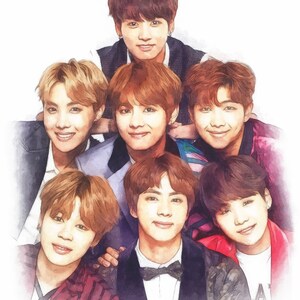 BTS 7 Members Hand Painting Picture Color Printing With Free Gift Free ...