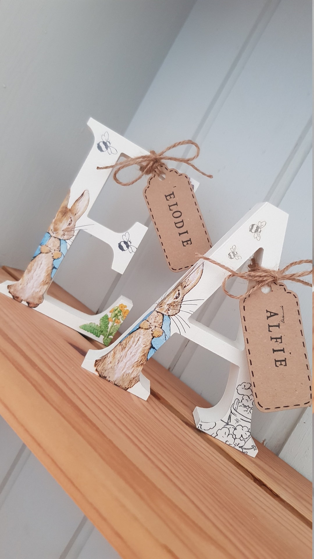 Peter Rabbit Free Standing Wooden Letters & Numbers, Baby Gift, Baby ...